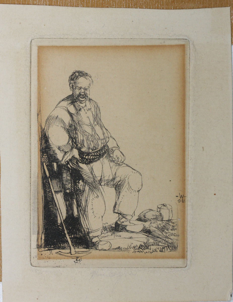 John William Winkler. The Worker's Rest. Etching. 1923. – Goldin Fine Art