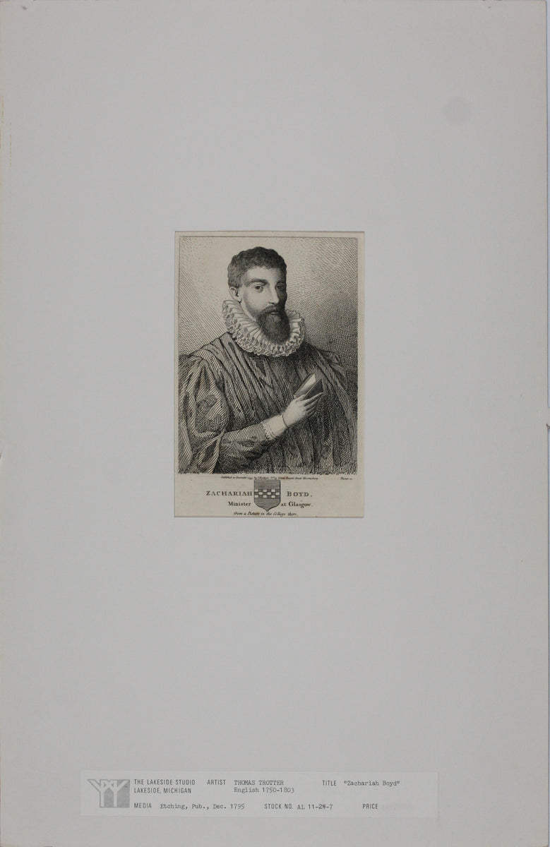 George Jamesone, after. Zachariah Boyd. Engraving by Thomas Trotter. 1 ...