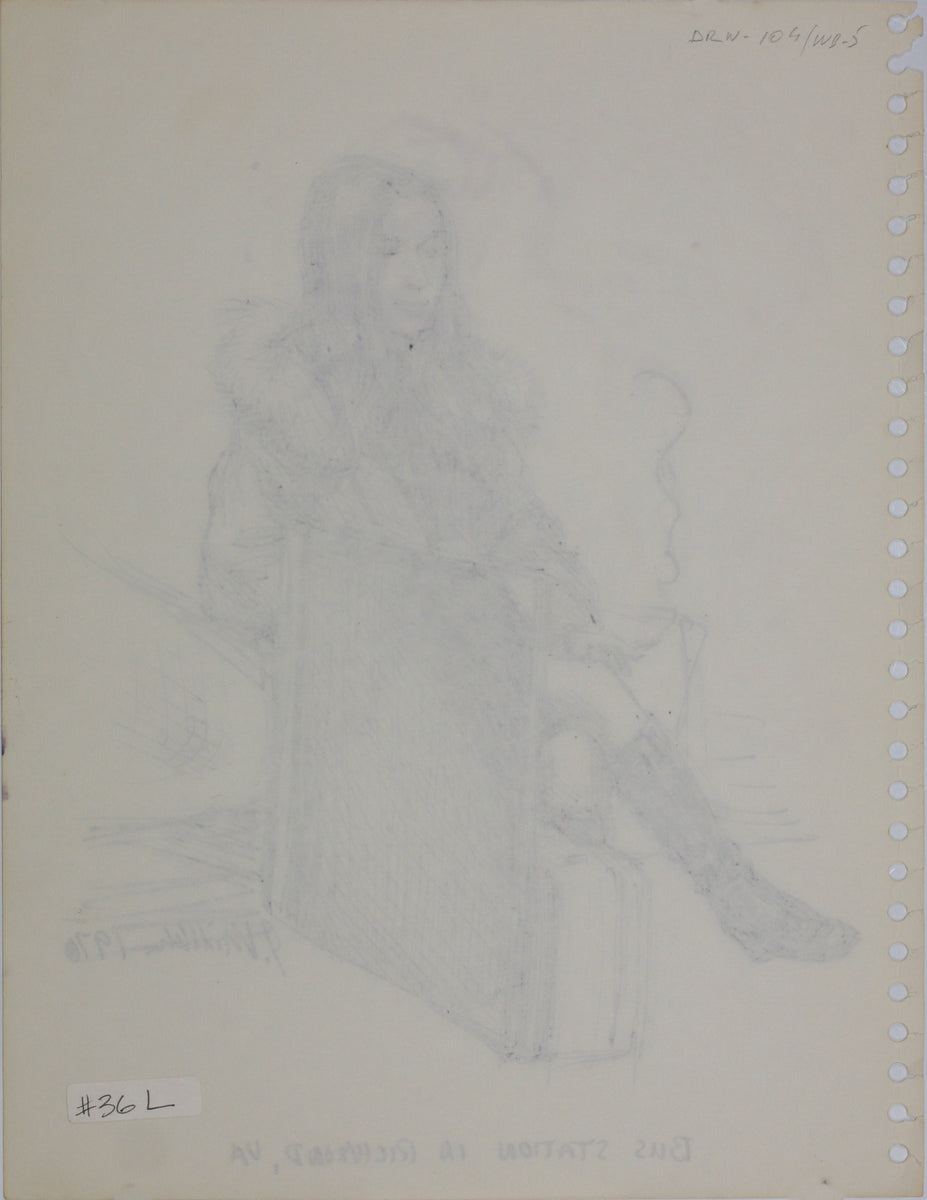 John Middleton Freeman. Portrait of a passenger. Ink drawing. 1970 ...