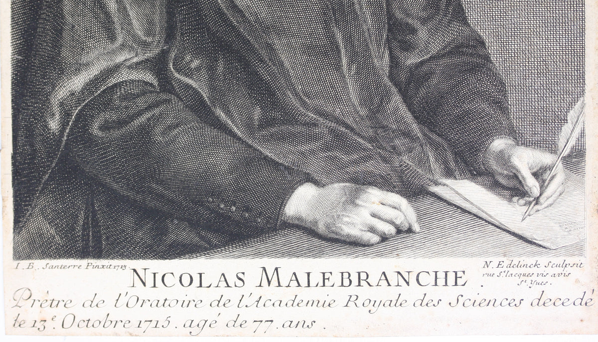 Jean-Baptiste Santerre, after. Portrait of Nicolas Malebranche. Engrav ...