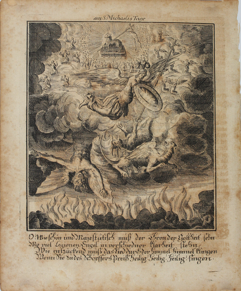 Archangel Michael. Engraving. Germany. XVIII C. – Goldin Fine Art