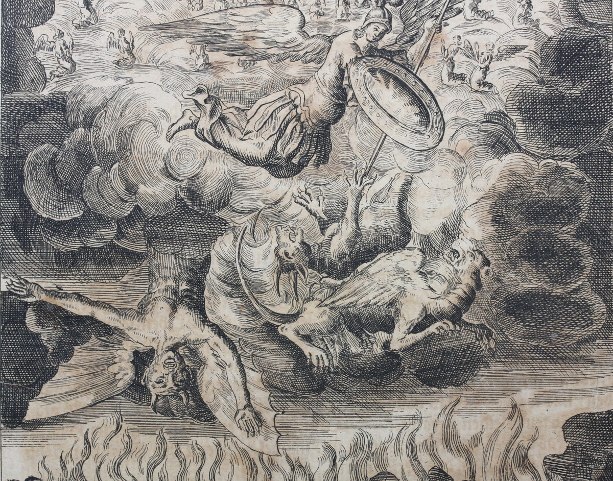 Archangel Michael. Engraving. Germany. XVIII C. – Goldin Fine Art