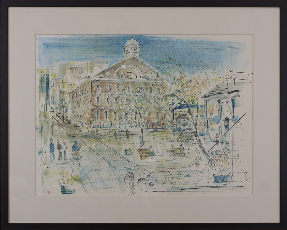 Alfred Birdsey. Faneuil Hall. Boston. Lithograph. 1979. – Goldin Fine Art