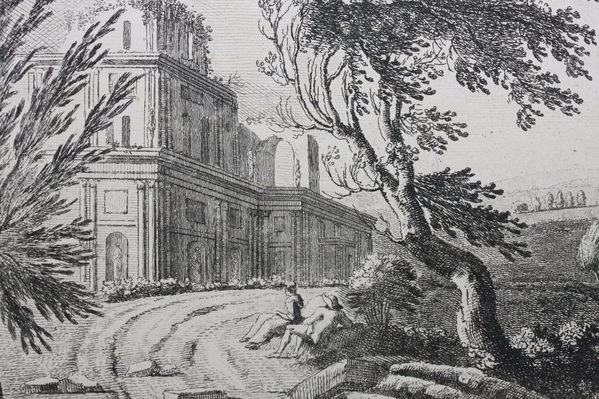 John Boydell. Landscape with ruins and the courting couple. Etching 17 ...