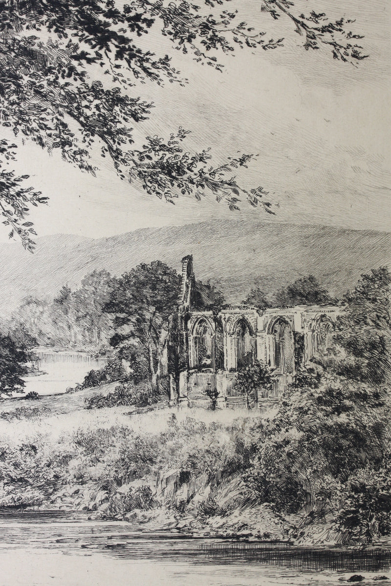 Edward Slocombe. The Wharfe: Bolton Abbey. Etching. c. 1880. – Goldin ...