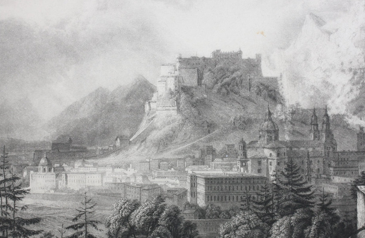 Karl Ludwig Frommel. View of Salzburg. Engraving. 1842,. – Goldin Fine Art
